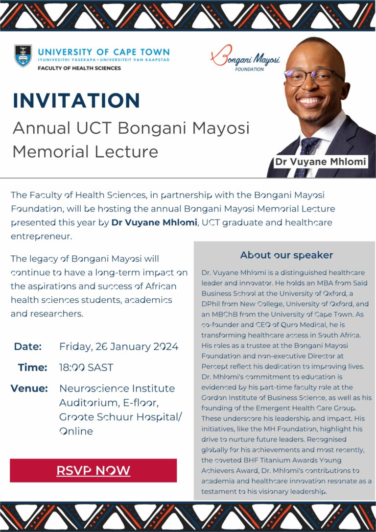 Annual UCT Bongani Mayosi Memorial Lecture - Bongani Mayosi Foundation